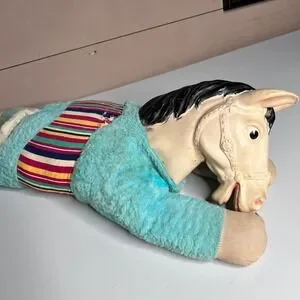 Toys | Vintage 195s Carnival Prize Plush Horse Rubber Head Teal Blue ...